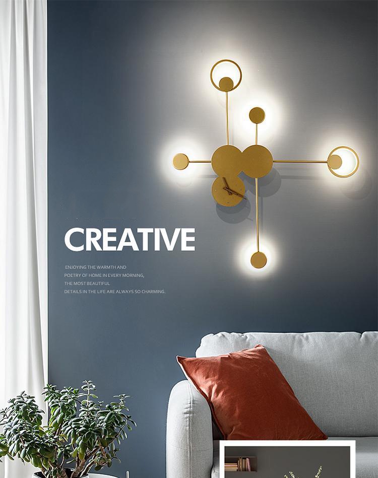 Modern Simple Wall Lamp Bedroom Bedside Clock Wall Light Indoor Nordic ...
