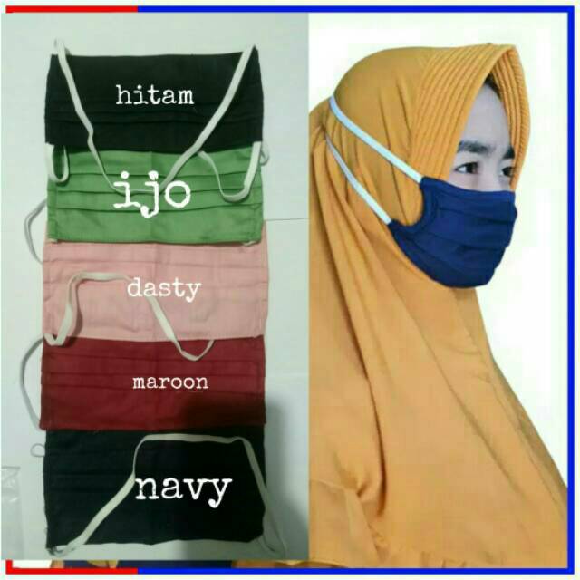 KATUN Plain rubber hijab strap mask made from Japanese cotton | Shopee ...