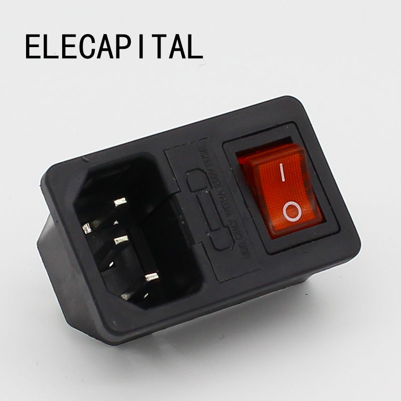 With 10A Fuse ! Red Rocker Switch Fused IEC 320 C14 Inlet Power Socket ...