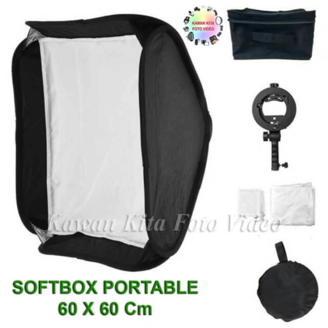 Softbox Portable 60x 60cm with S-Type Bracket Handheld for Speedlite ...