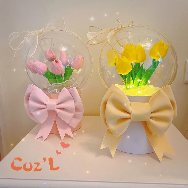 Valentine's Day Gift Tulip Cuddle Bucket DIY Simulation Bouquet Acrylic ...
