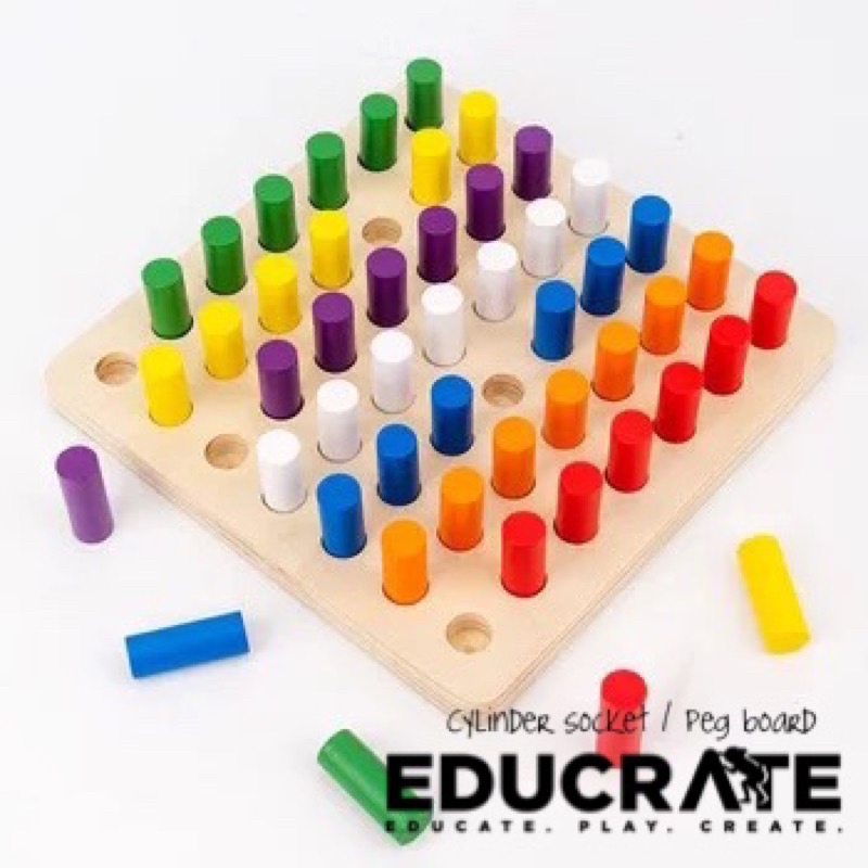 educratePH 21cm cylinder socket / peg board for toddler hand eye ...
