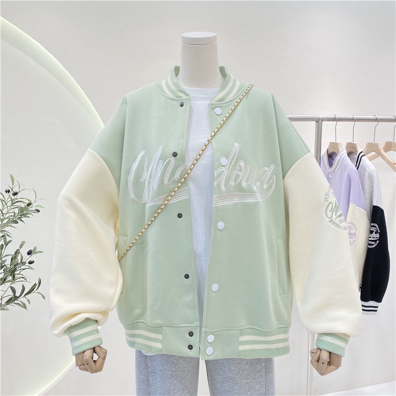 Retro Loose Embroidered Jacket Women Thin Section Baseball Uniform ...