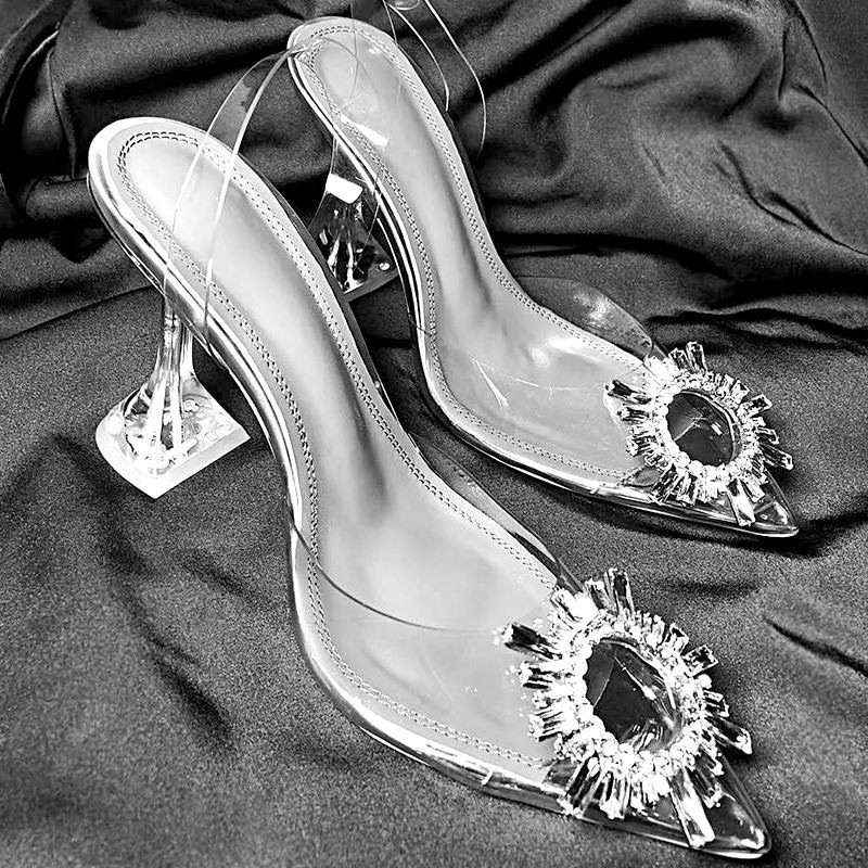 Sai 37 High-Heeled Glass Heels Clear Decorated With Rubber Straps Will ...