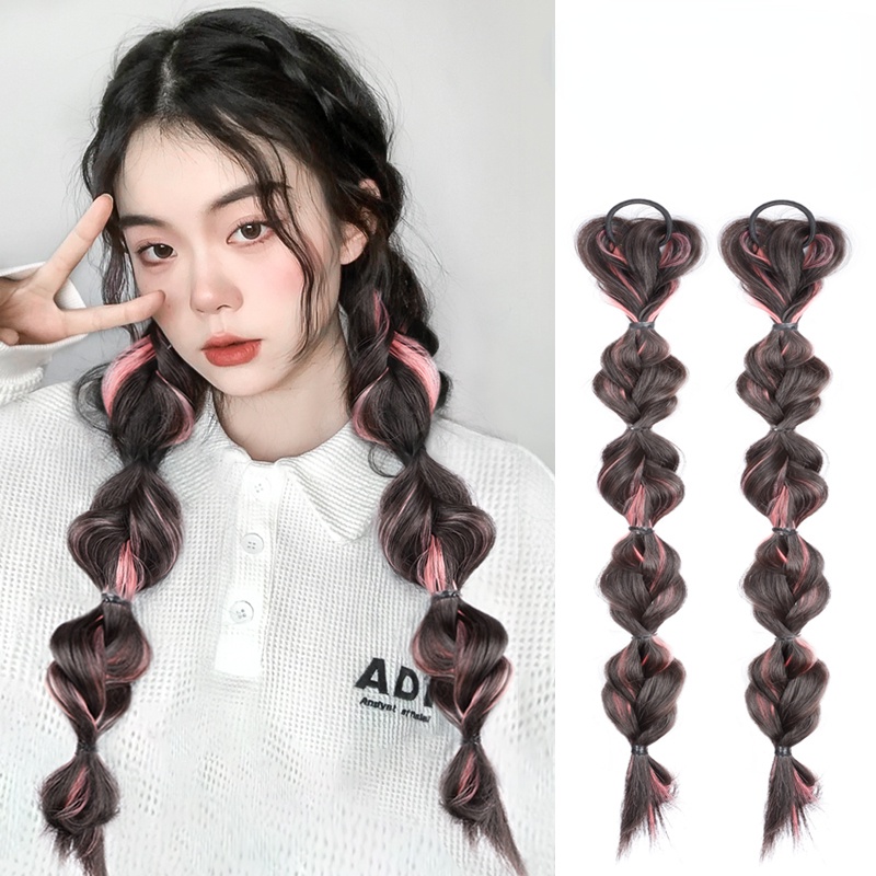 Natural Ponytail Wig Bubble Braid Boxing Braid Highlights Twist Dirty ...