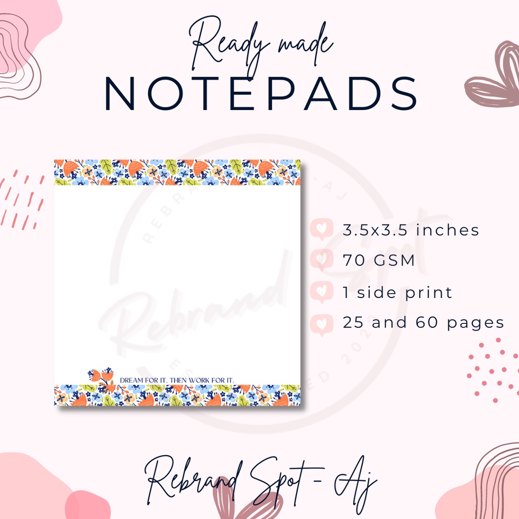 Blue Flower Notepad for Personal, Office, Events and Giveaways | Shopee Philippines