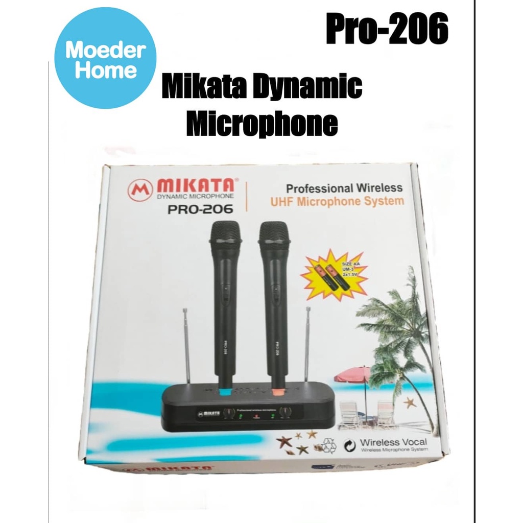 Mikata Dynamic Microphone 2 Channels Wireless Microphones -UHF (Pro206) | Shopee Philippines
