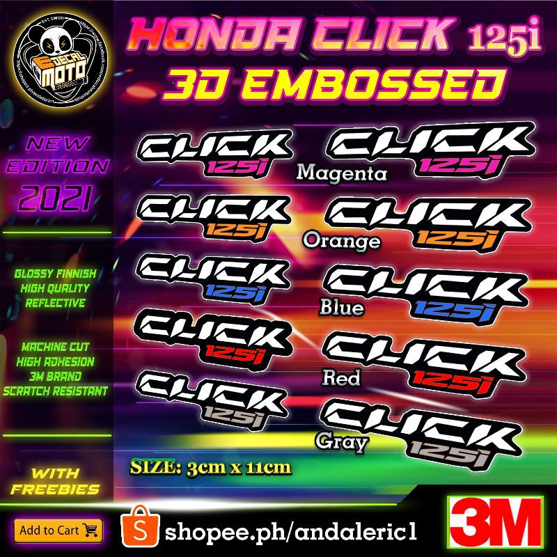 2 pcs. HONDA CLICK 125i 3D EMBOSSED REFLECTORIZED EMBLEM | Shopee ...