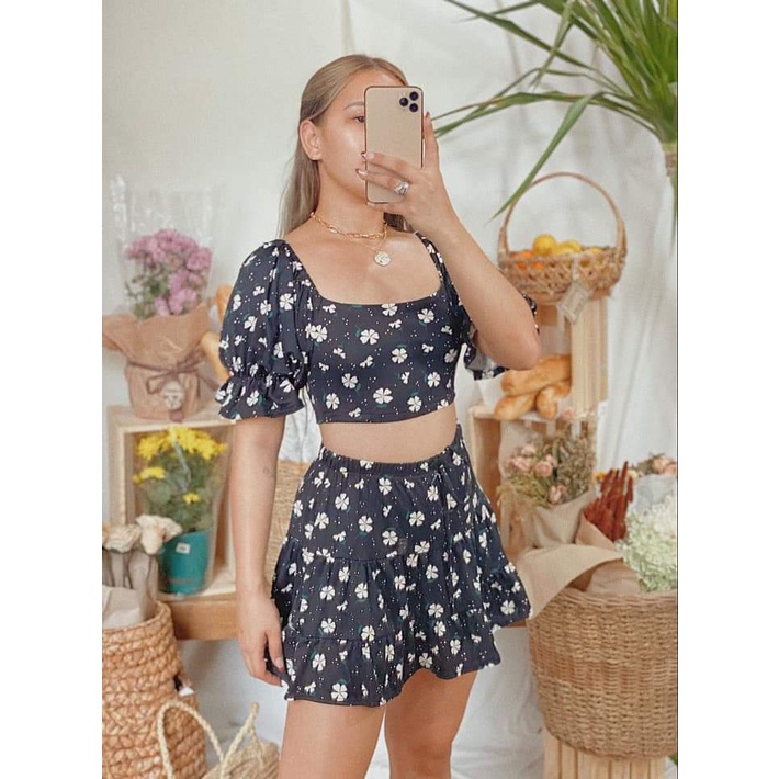 Floral Coordinates | 2 way Top and Skirt Coords | Shopee Philippines