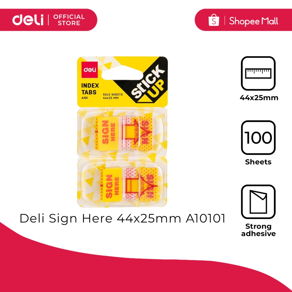 Deli A10101 Sign Here Index Tabs 44x25mm (1PC) [7526A10101] | Shopee ...