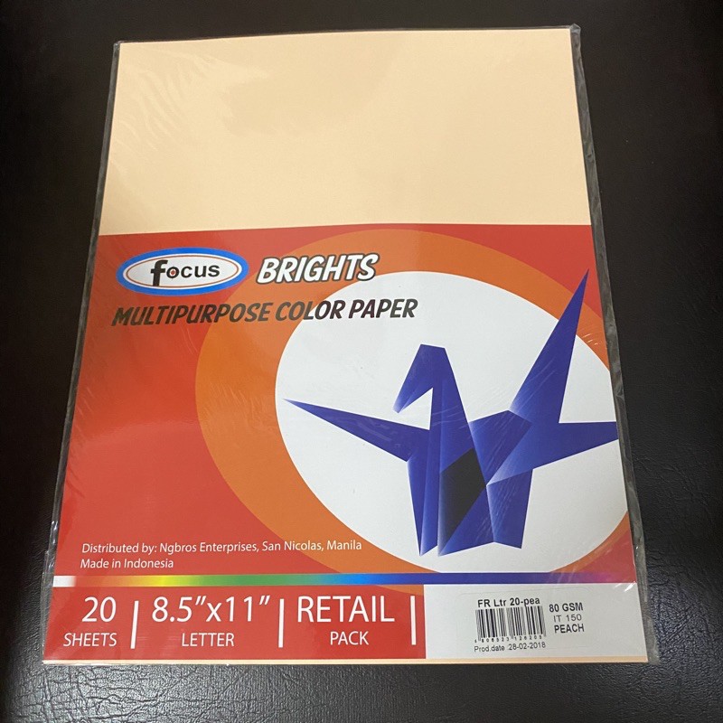 20 Sheets Focus Brights Multipurpose Color Paper 8.5x11 75GSM Single ...