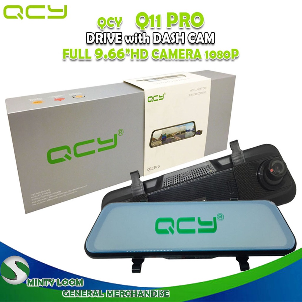 NEW QCY Q11 PRO 9.66' FHD FULL SCREEN THREE RECORDING THREE DISPLAY DVR ...