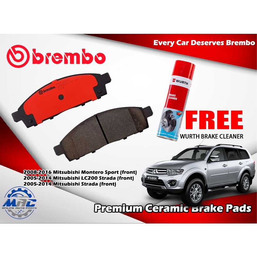 Mitsubishi Montero Sport 2008-2016 Brembo CERAMIC Front Disc Brake Pad ...