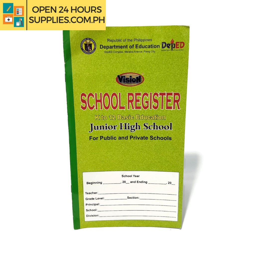Vision School Register K To 12 Basic Education 173 Mm X 306 Green ...