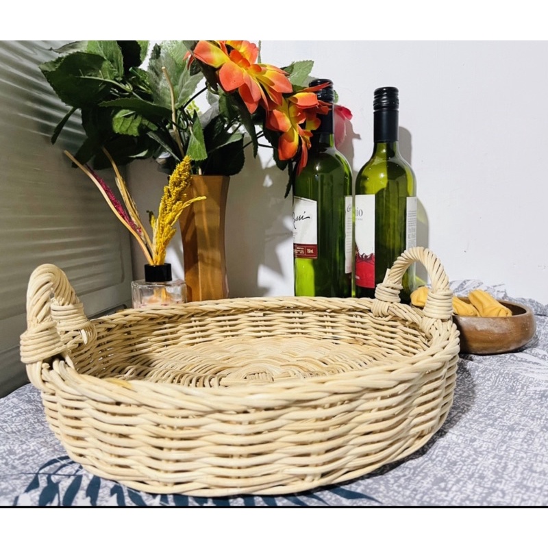 Round Rattan Basket | Centerpiece | Table Decor | Table Accent ...