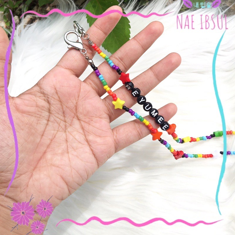 Rainbow Star Strap Mask Custom Name (Strap Mask Bead Custom Name ...