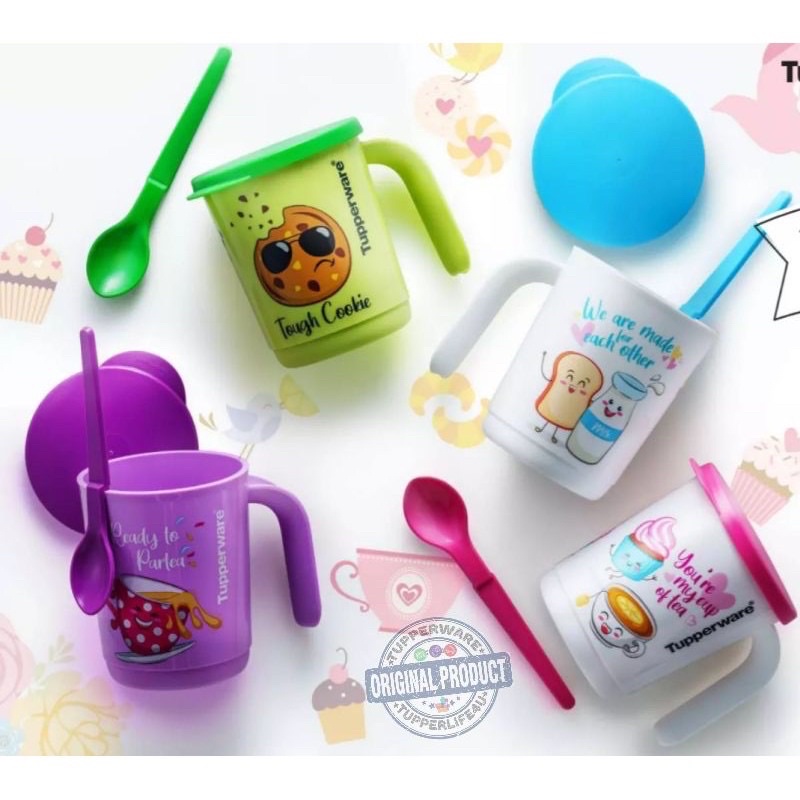 4pcs Tupperware Bottle Sweet Fancy Cup With Spoon Water Container ...