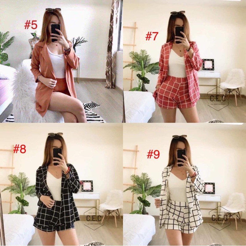 Set of women croptop vest + red checkered cross flap skirt | Shopee ...
