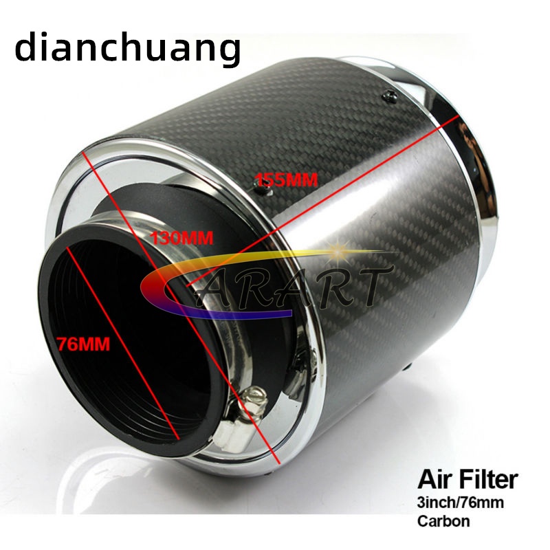 Carbon 3Inch/76mm Air Filter Supercharger Hood Air Intake Kit High ...