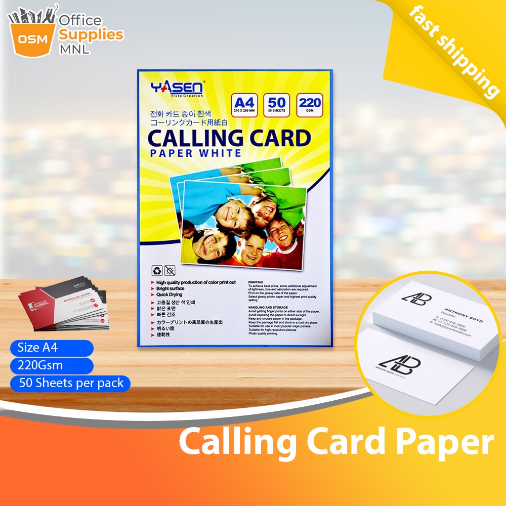 Calling Card Paper A4 Size Business Card Paper 220gsm 50 Sheets / Pack ...