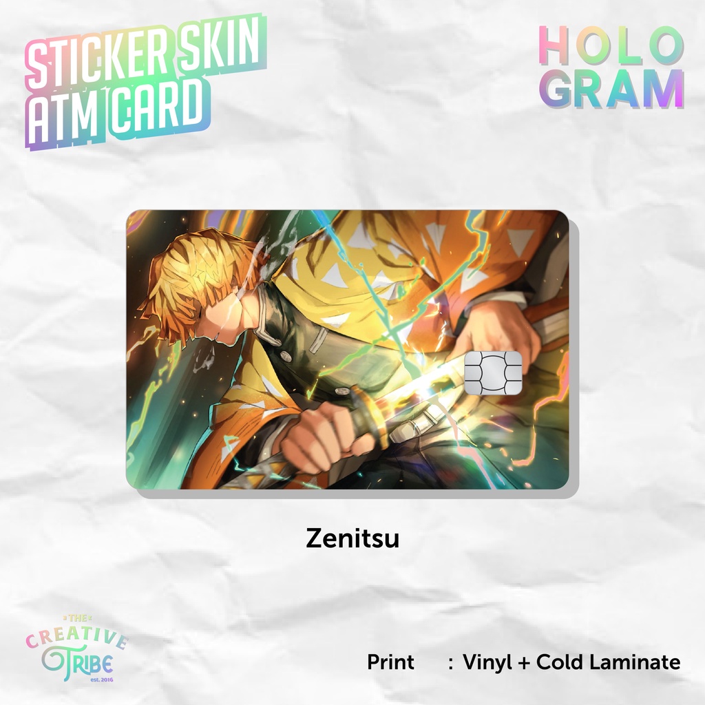 Zenitsu - Sticker Skin Card HOLOGRAM - Vinyl ATM Debit Credit Emoney ...