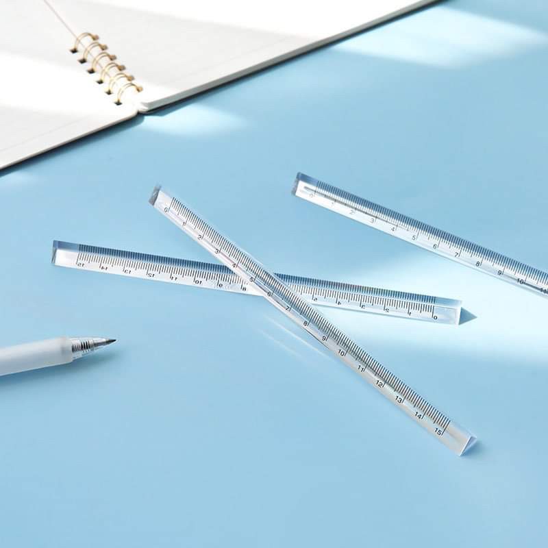 Three-Sided Straight Ruler 15cm Transparent Acrylic Math Drawing Tool ...
