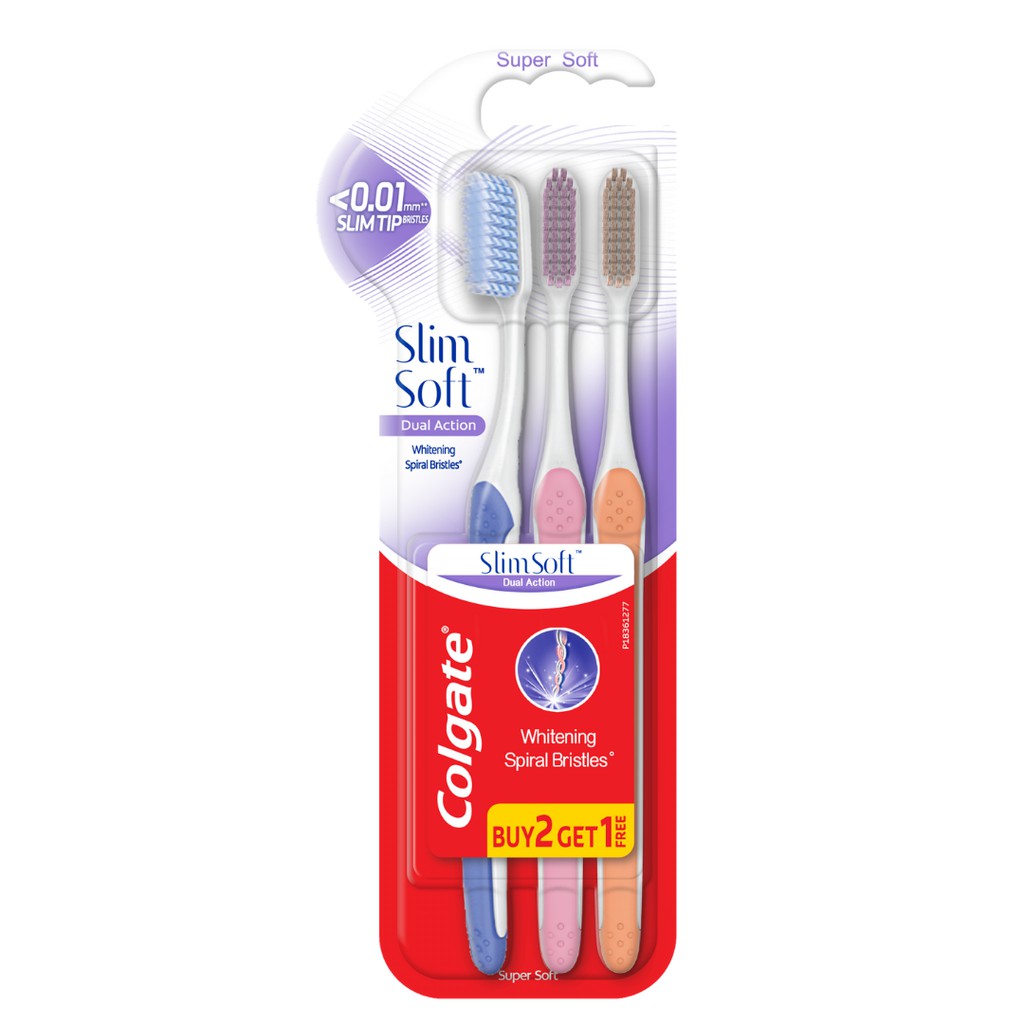 Colgate SlimSoft Dual Action Toothbrush (Ultra Soft) Value Pack ...