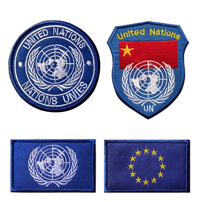1PCS 8*5CM United Nations,European Union Emblem,Embroidery Applique ...