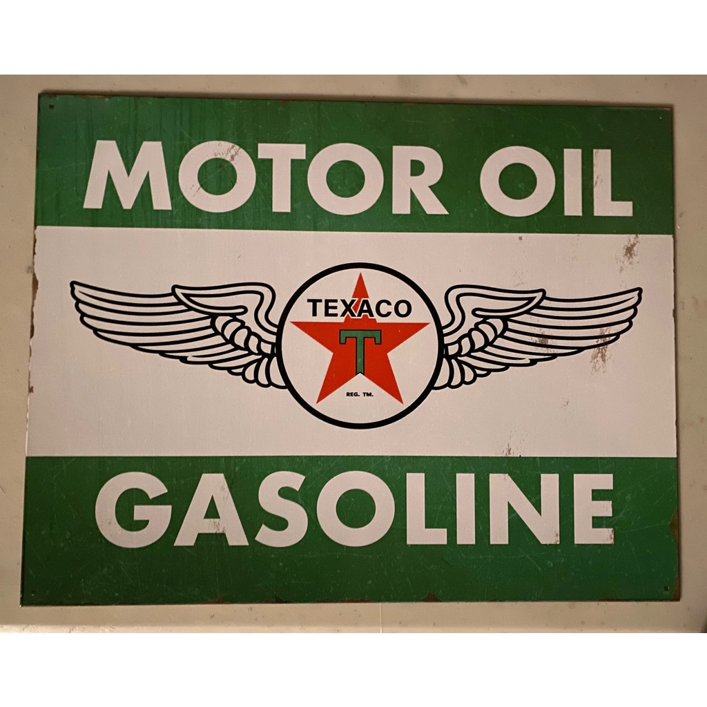 Texaco Motor Oil & Gasoline - Vintage Tin Sign - Man Cave Garage Art ...