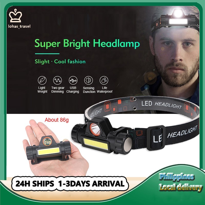 LED Headlamp Headlights Camping Elastic Band Bright XPE+COB Headlamp ...