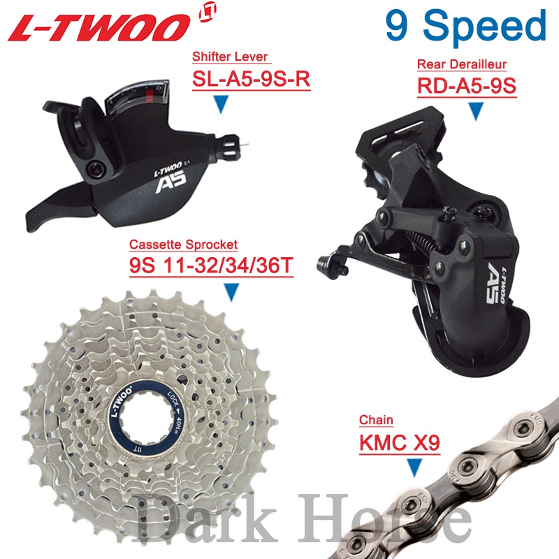 LTWOO A5 1x9S Groupset 9 Speed Shifter (With Speed Display)-Cassette Derailleur 11-32T/34T/36T ...