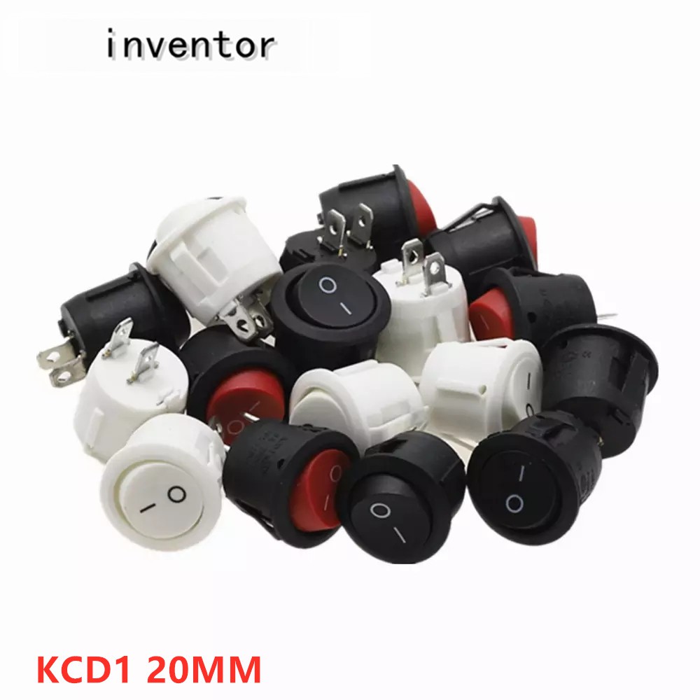 6Pcs 20mm Diameter Round Rocker Switches Black Mini Round Black White ...