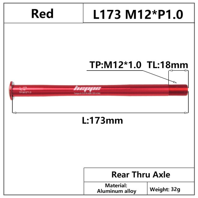 HEPPE MTB Road Bike Multicolour Thru Axle Rear Hub Shaft Skewers 12x142 ...