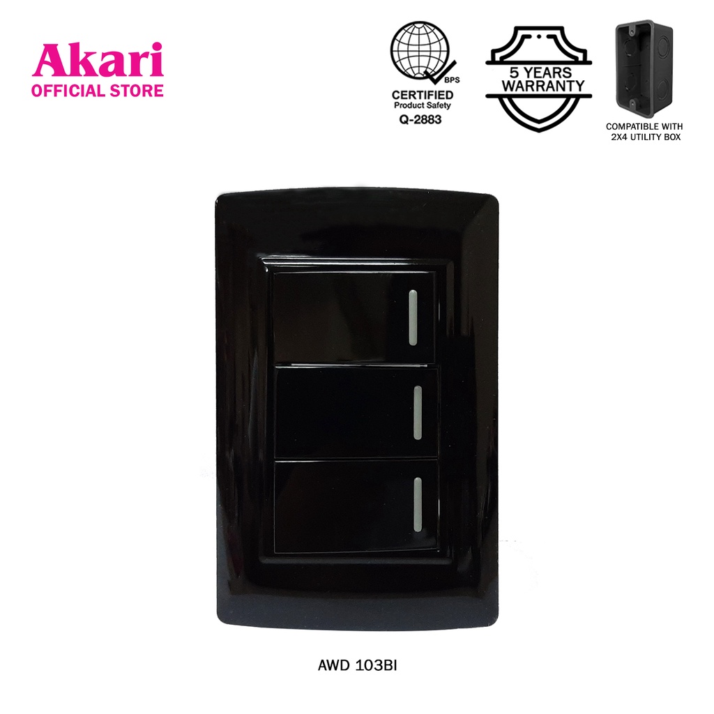 Akari 3 Gang 1 Way Switch 10A, 250V | Shopee Philippines