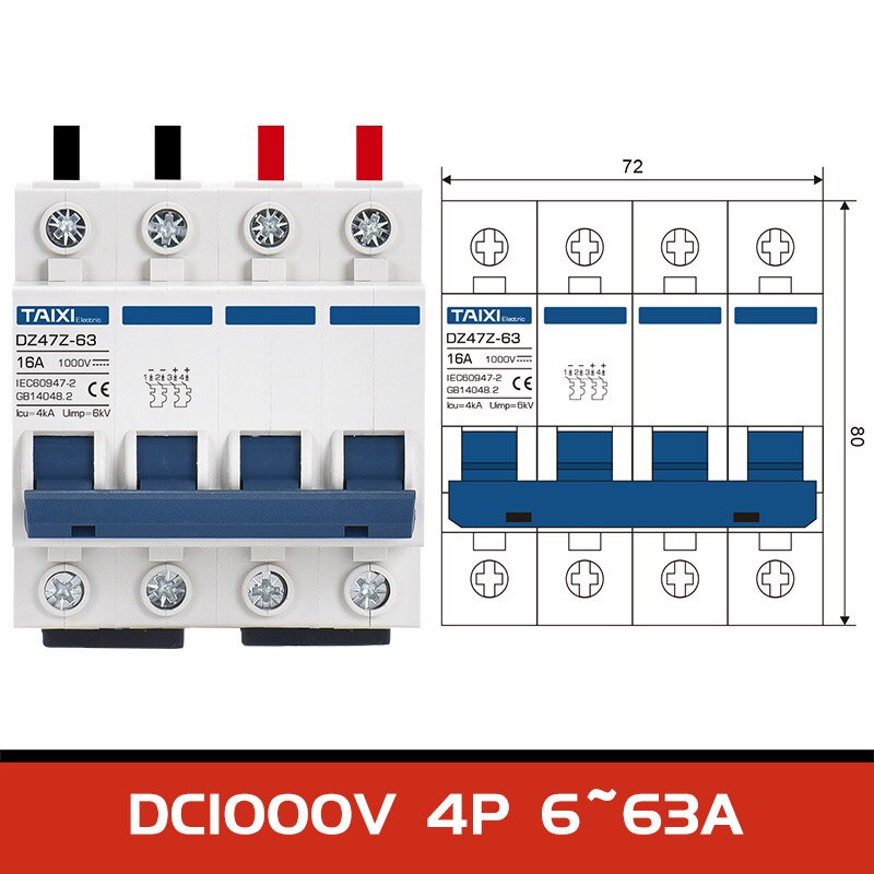 Solar Energy PV MCB 1000V Miniature DC Circuit Breaker 2P 60A 500V ...