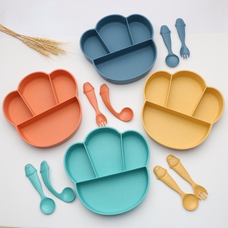Baby Cute Bowl SpoonFork Feeding Food Tableware Cartoon Kids Dishes ...