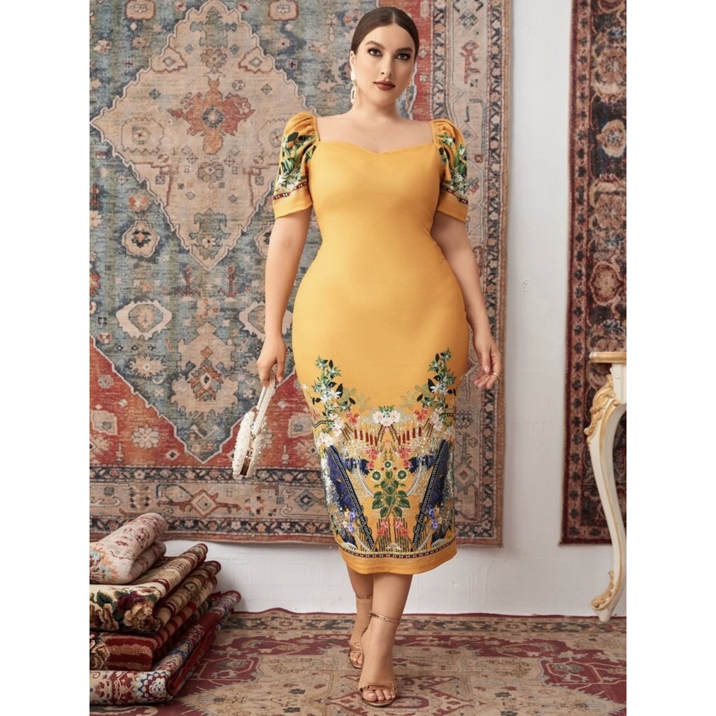 A2946 Miss Muse Sweetheart Neckline Elastic Shoulder Vintage Floral ...