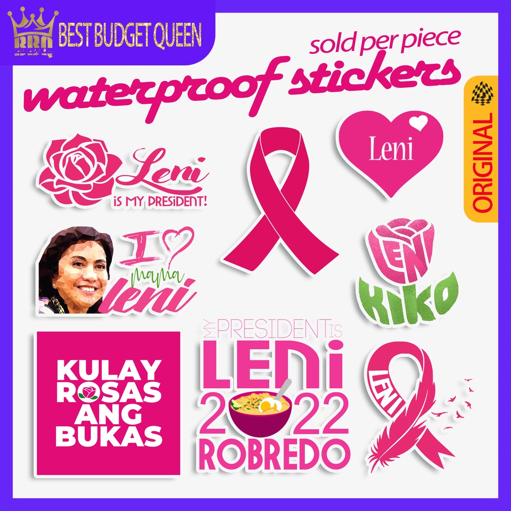 Leni Robredo Laminated waterproof Vinyl Stickers 2022 election sticker ...