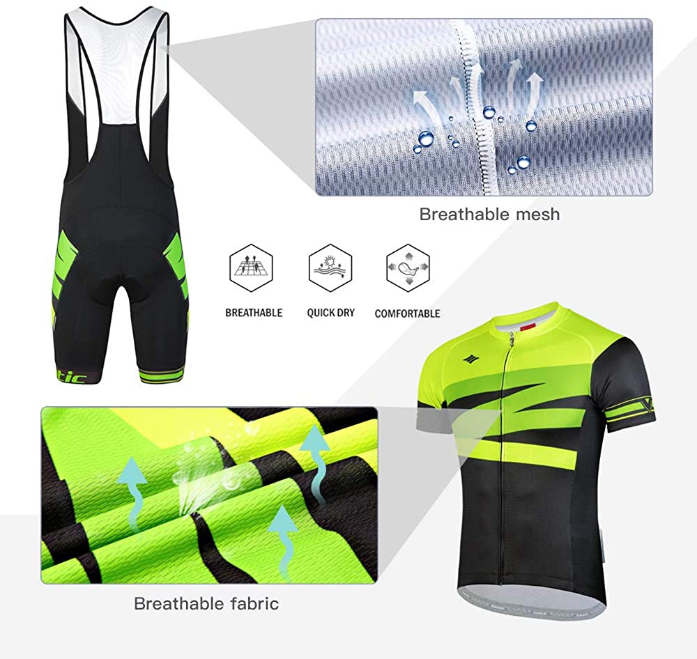 Santic Men Cycling Suit Cyling Jersey Bib Shorts Pockets MTB Bike ...