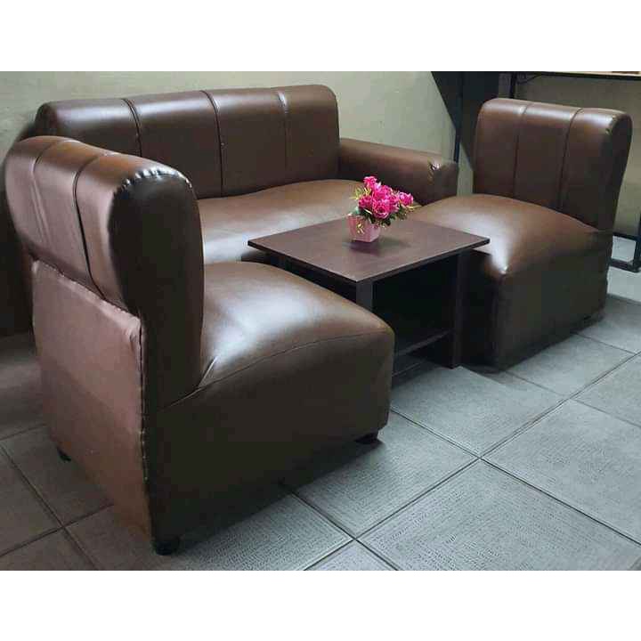 SALA SET BROWN LEATHER WITH CENTER TABLE(FREE DELIVERY AROUND METRO ...