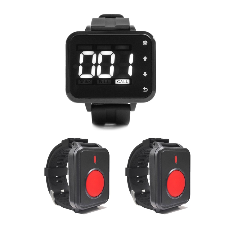Wireless Elderly Alarm Call Button Caregiver Pager System 1 Hand Watch ...