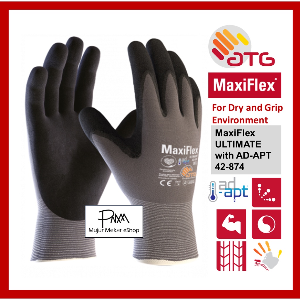 ATG MaxiFlex Ultimate 42-874 Safety Gloves with AD-APT- breathable ... ATG MaxiFlex Ultimate 42-874 Safety Gloves with AD-APT- breathable ...