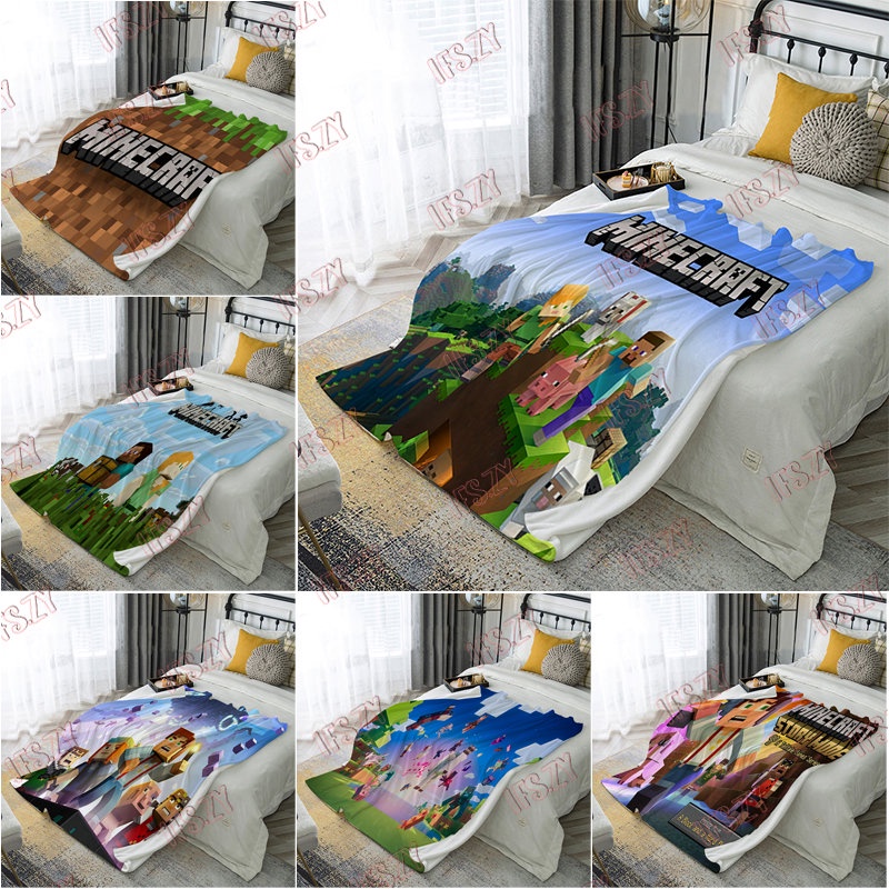 4 Size Flannel Blanket Minecraft Adventure Sandbox Game Single Side ...