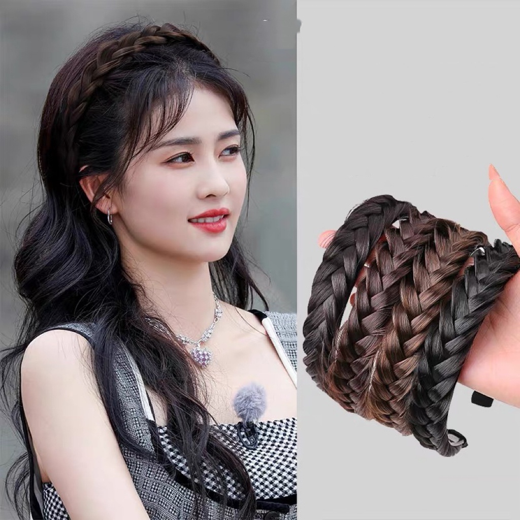 EMS fashion Korea Simulation Twist Braid Wig headband Handmade Fishbone ...