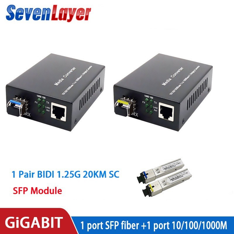 Gigabit Media Converter SFP Transceiver Module 5KM 1000Mbps Fast ...