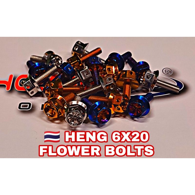 🇹🇭 HENG BIG HEAD 6X20 FLOWER BOLTS COWLING / FOOTBOARD / PLATE NUMBER ...