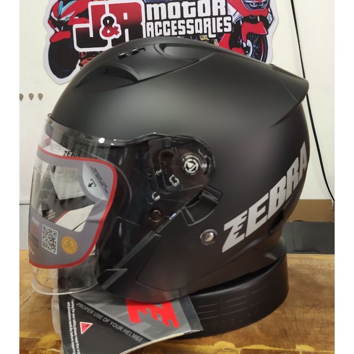 ZEBRA HALF FACE HELMET DUAL VISOR | Shopee Philippines
