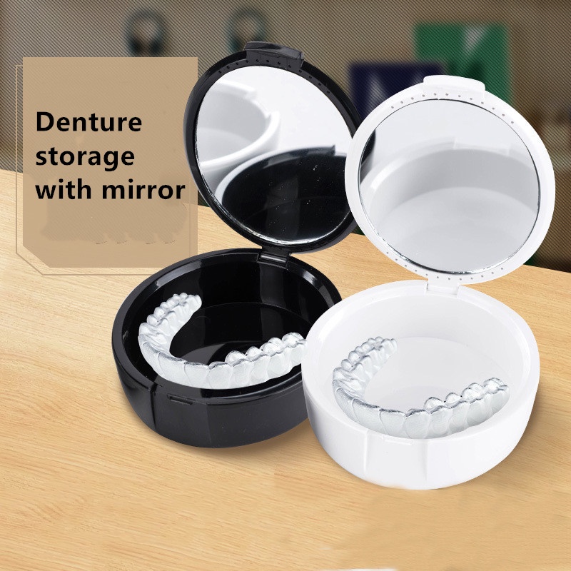 Oval Denture Storage with Mirror Orthodontic Retainer Portable Molar ...