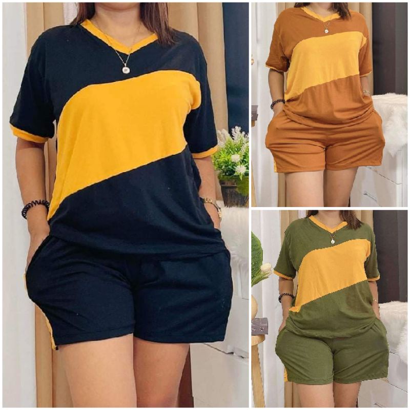 VNECK PLUS SIZE COMBI TERNO SHORT (VC) | Shopee Philippines
