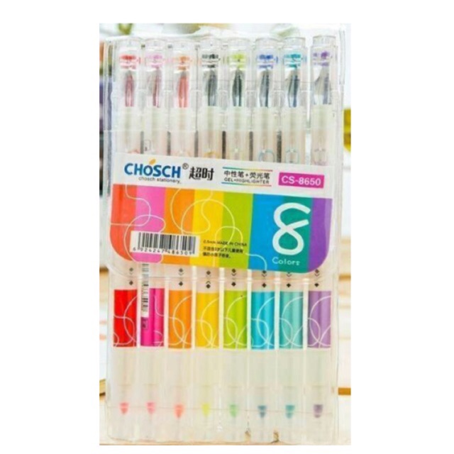 Chosch 2-in-1 Gel Pen and Highlighter Dual Tip Set (CS-8650) | Shopee ...